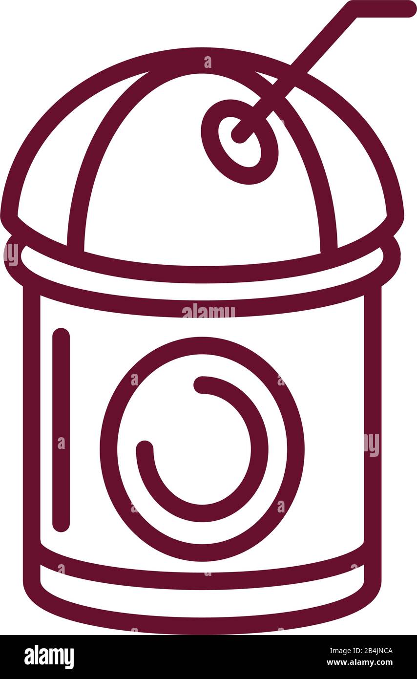 smoothie cup icon over white background, line style icon, vector ...