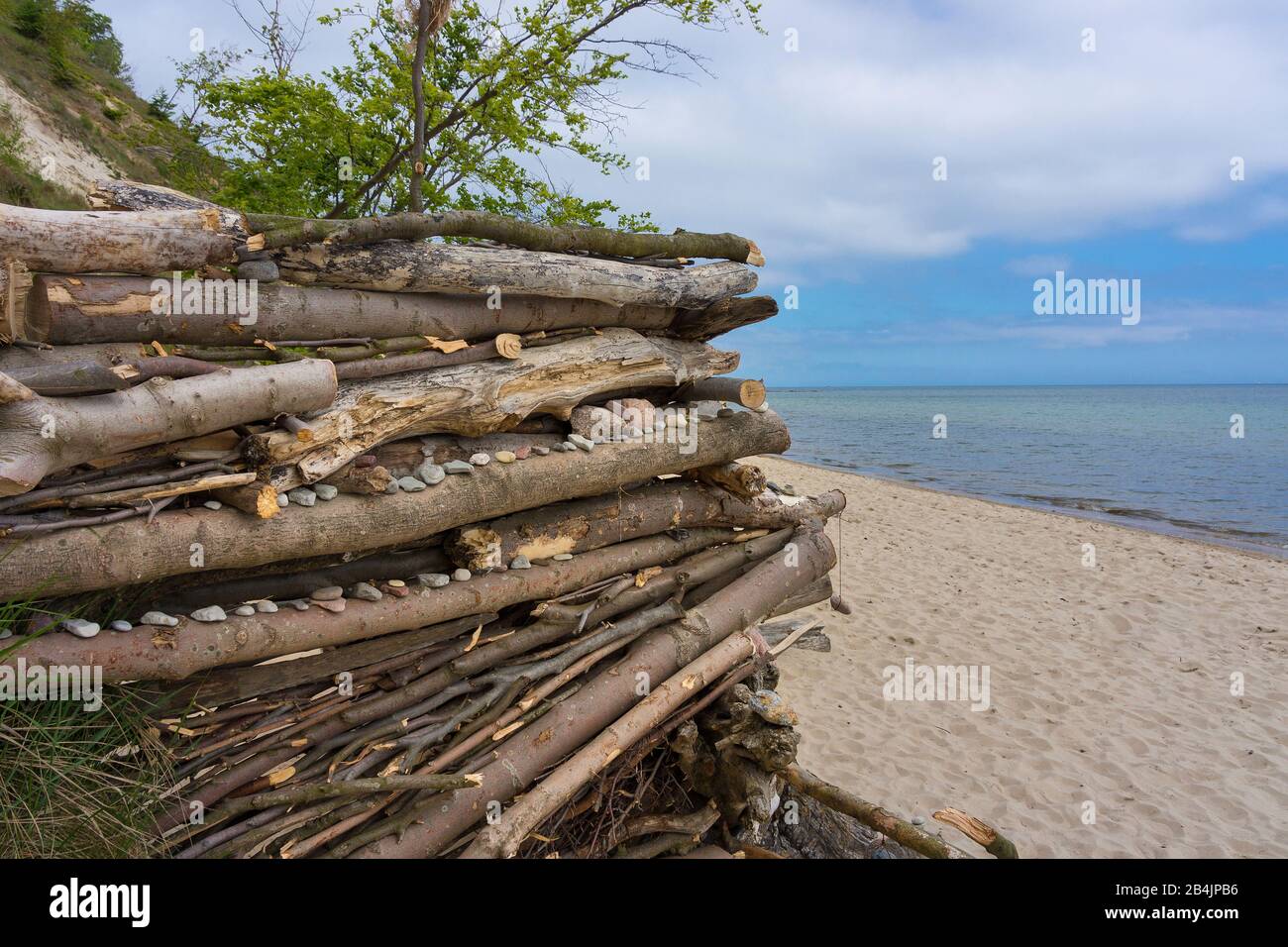 Ostsee, Rügen, Küste bei Sellin, Steilküste, originelle Strandburg ...