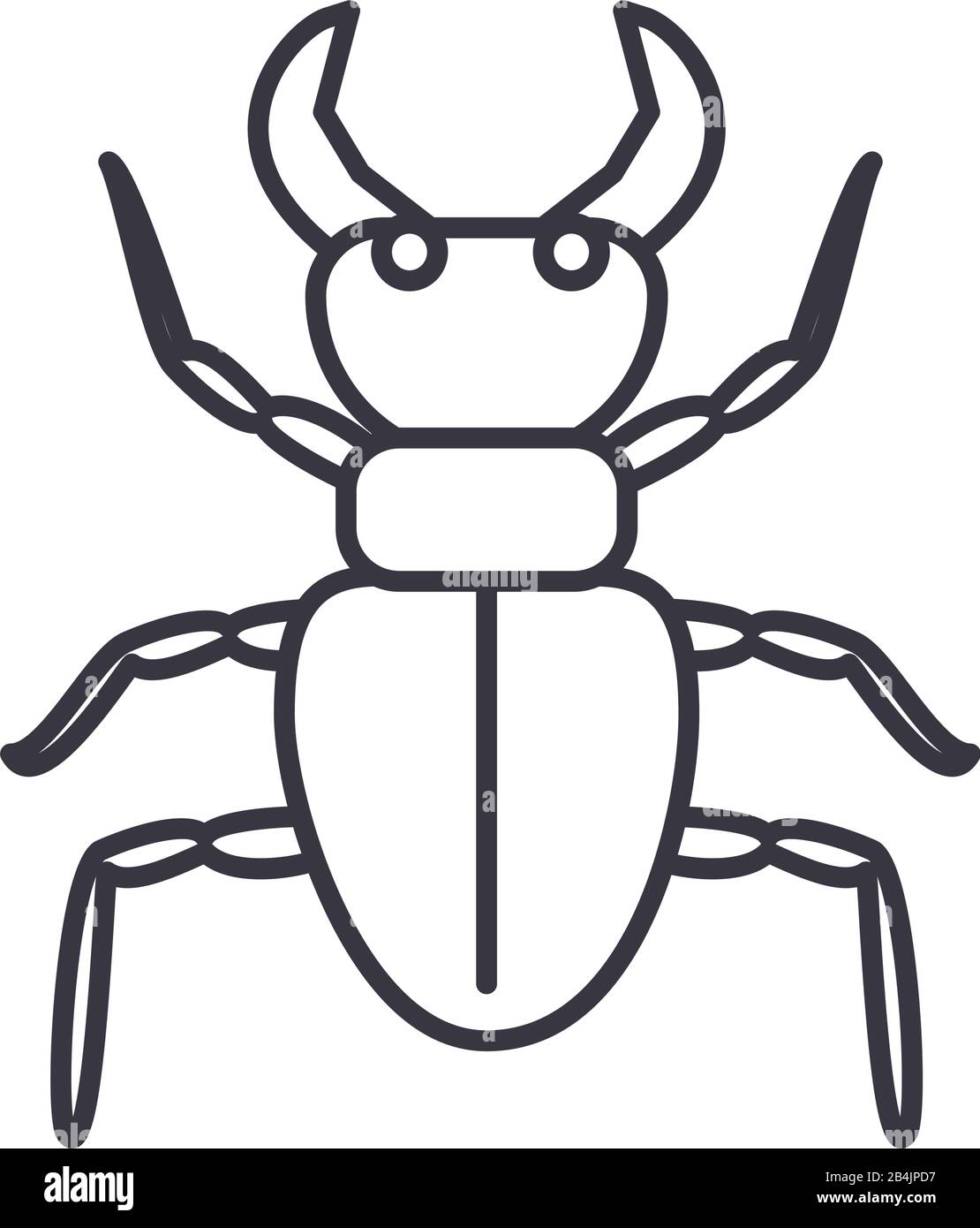 Beetle Deer Icon Over White Background Line Detail Style Vector