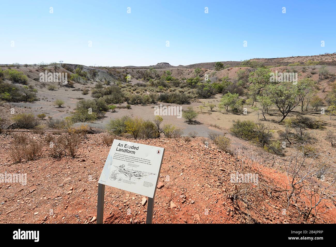 Information sign in front of Henbury craters, the site of a meteorite ...