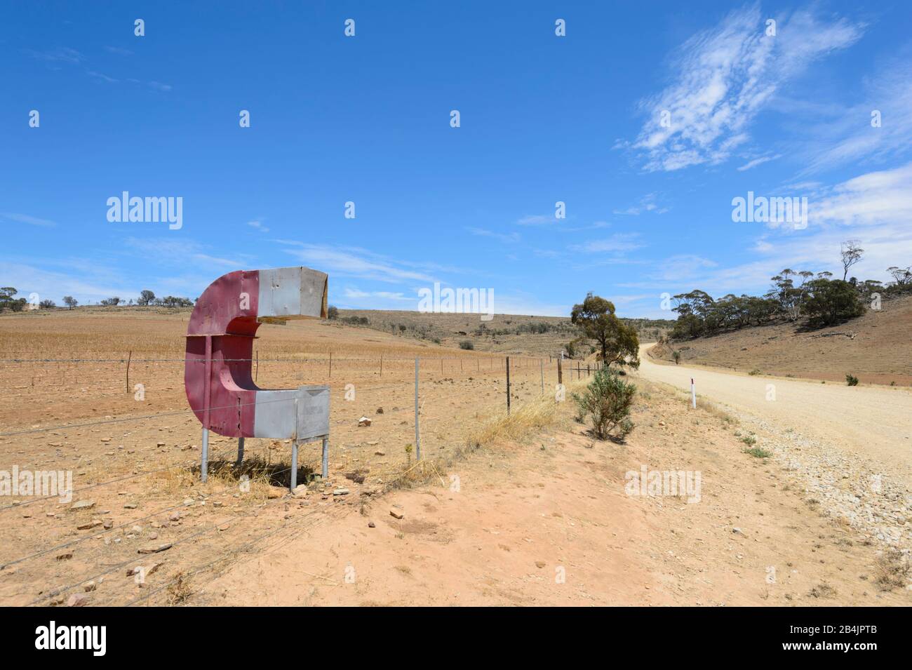 View of Magnetic Hill, a tourist attraction near Orroroo, South ...