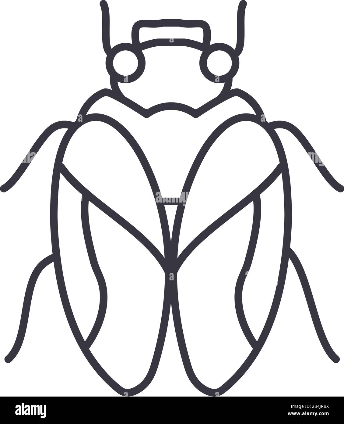 housefly icon over white background, line detail style, vector ...