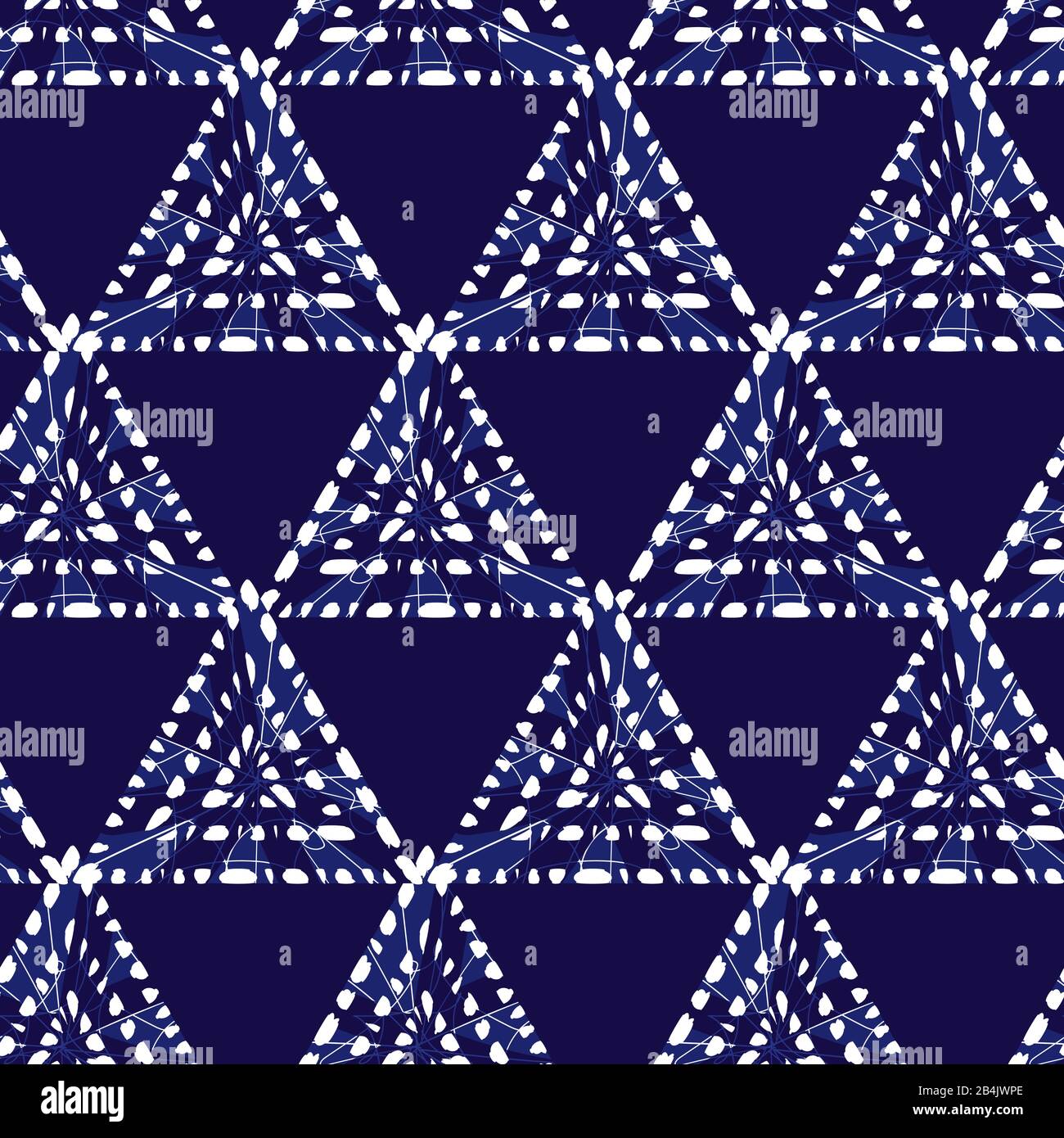 Vector blue shibori monochrome triangles seamless pattern. Suitable for ...