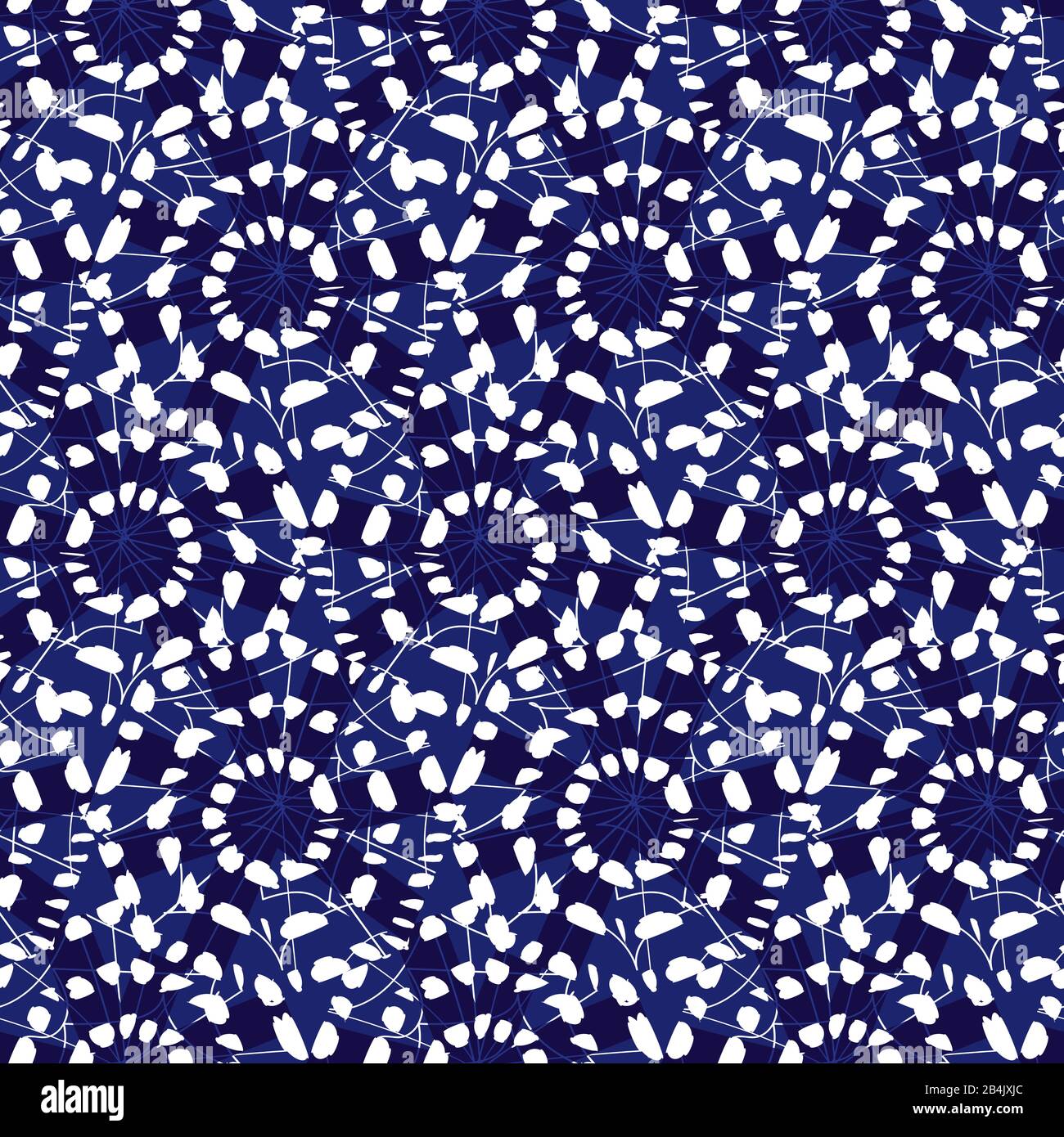 Vector blue shibori monochrome compact octagon wheels seamless pattern ...
