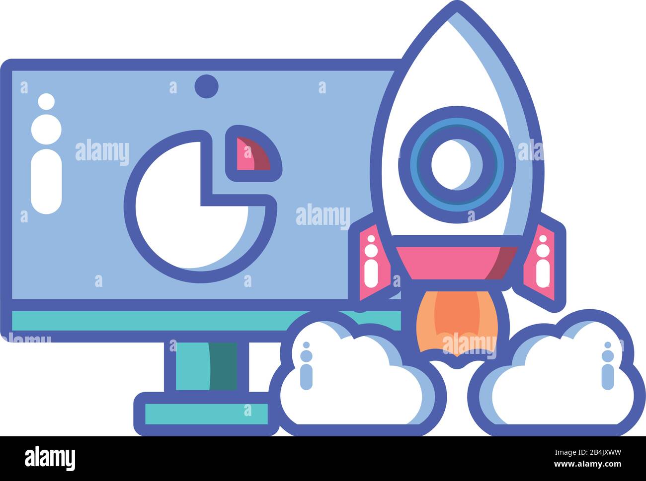 computer screen with digital technology in white background vector ...