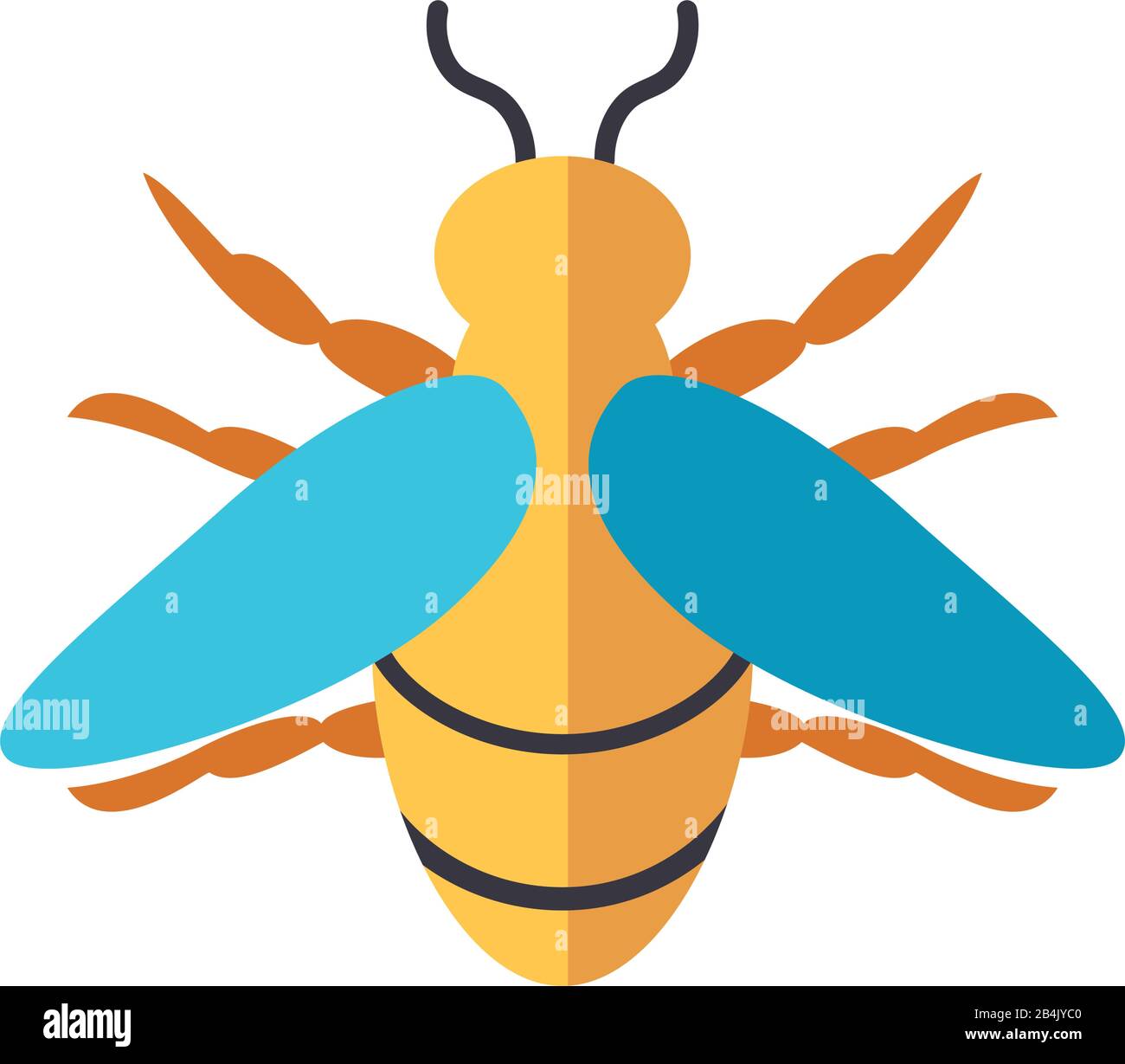 Honeybee Insect Over White Background Flat Style Icon Vector