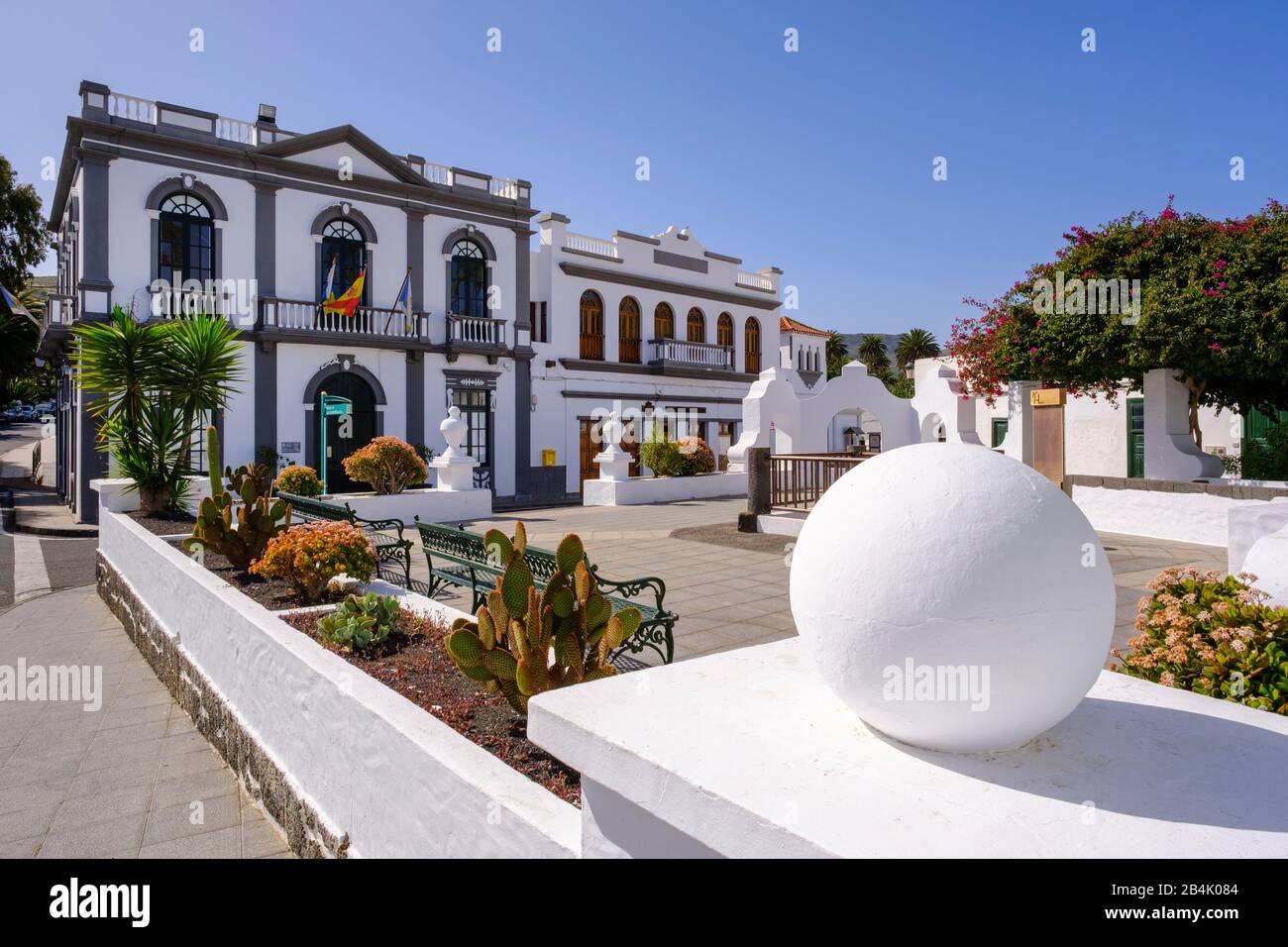 Plaza de la Constitucion, village Haria, Lanzarote, Canary Islands ...