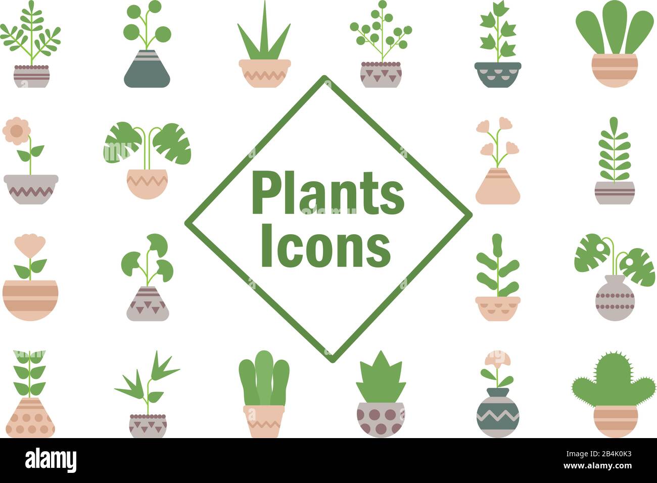 set of icons houseplants with potted vector illustration design Stock ...