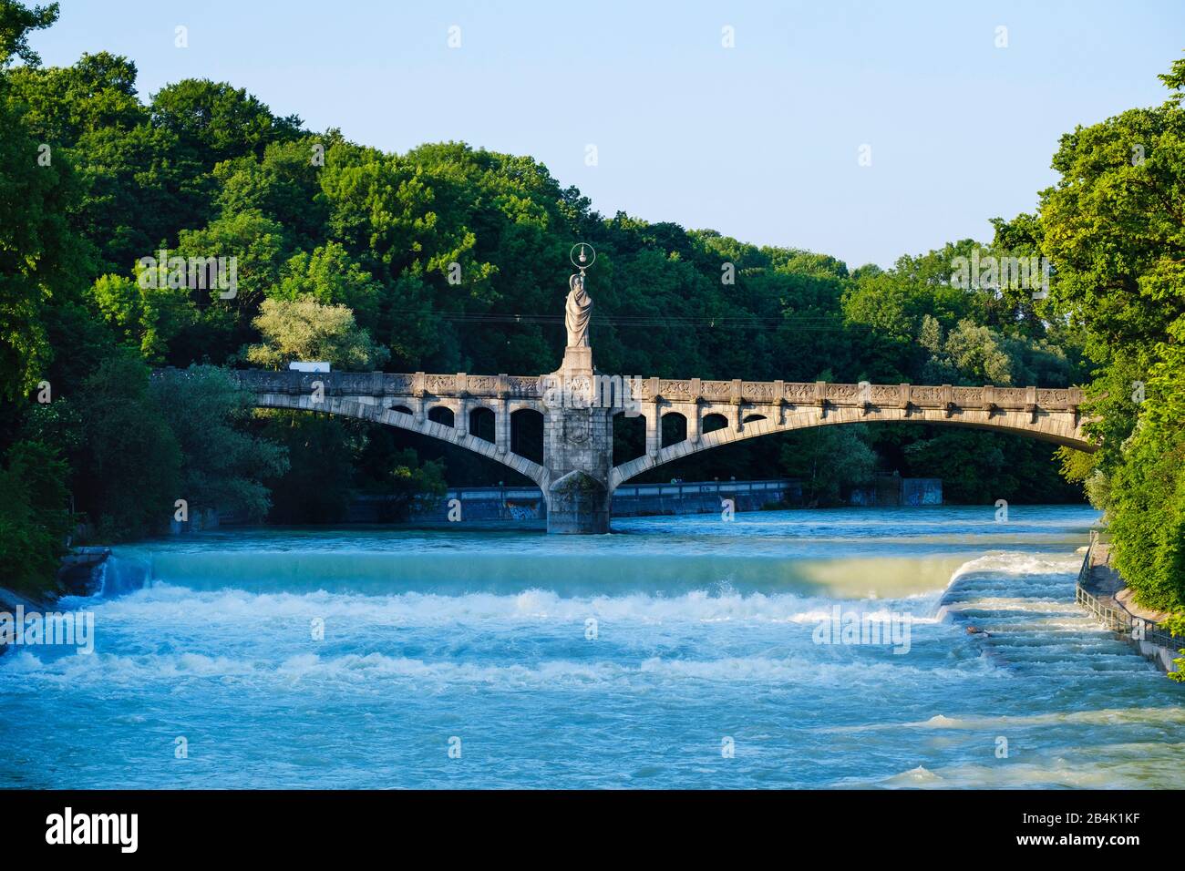 Isar with Maximilian Bridge, Haidhausen, Munich, Upper Bavaria, Bavaria ...