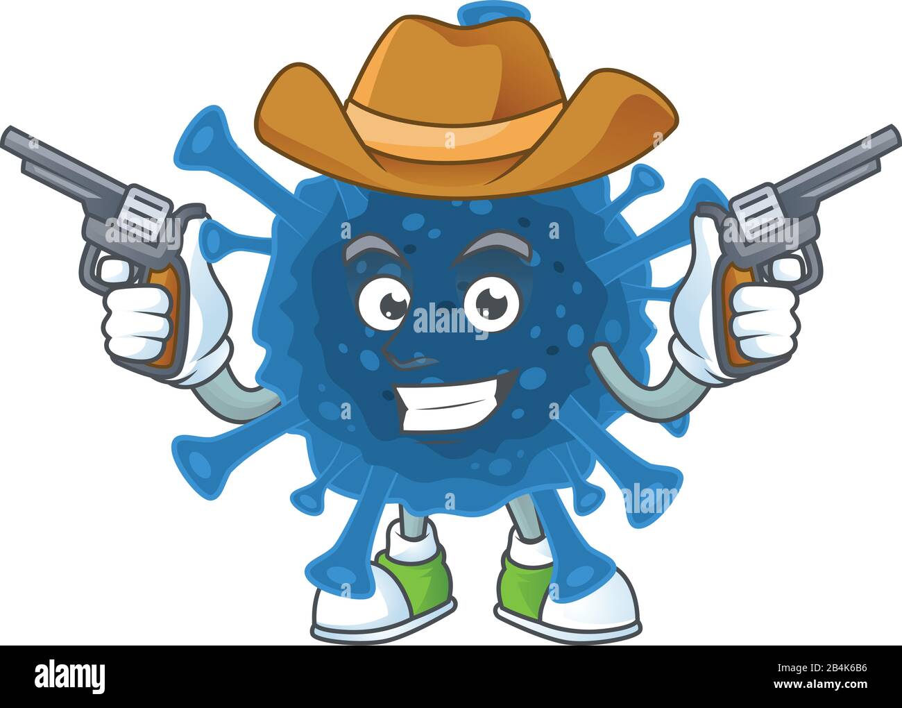 The brave of coronavirus desease Cowboy cartoon character holding guns ...