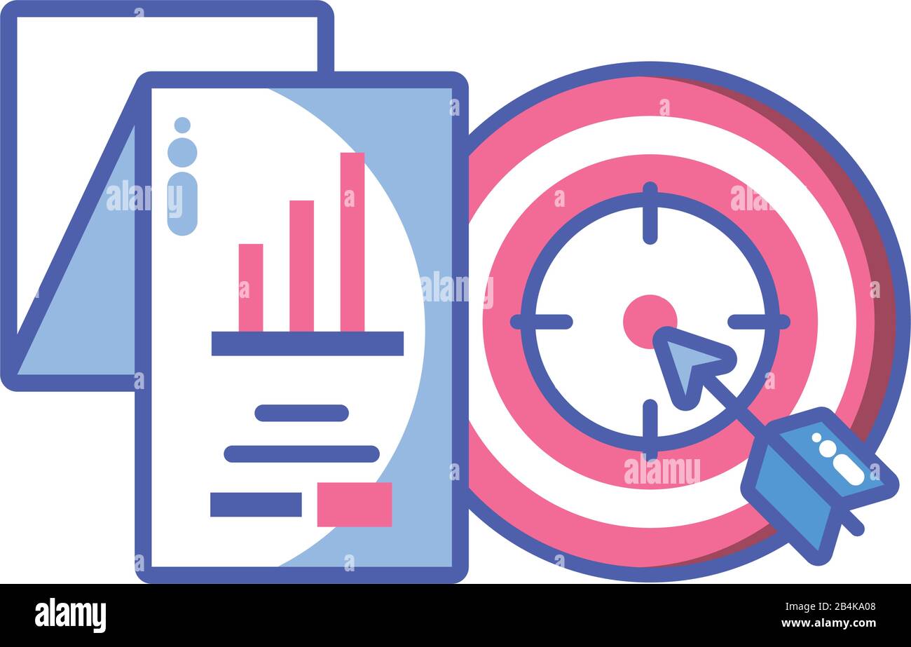 reports with digital objects in white background vector illustration ...