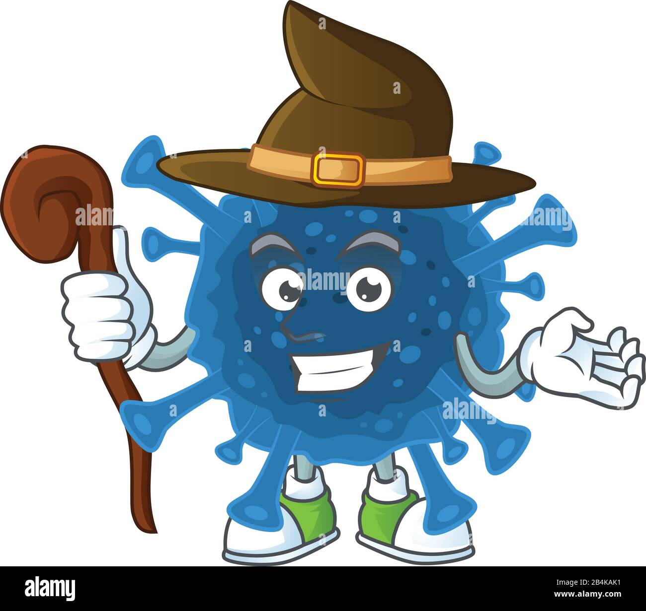 A cute coronavirus desease performed as a witch on the stage Stock ...