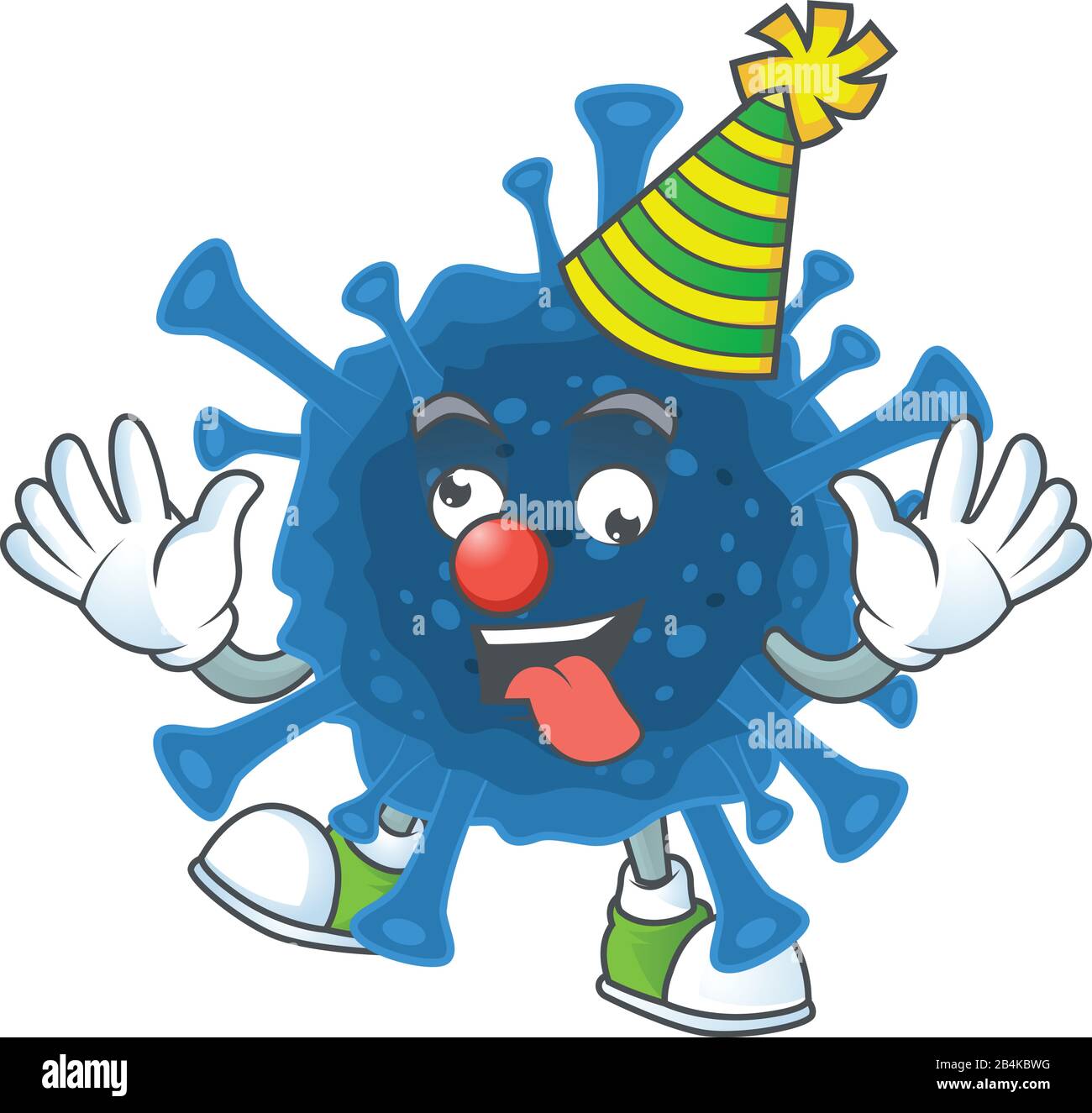 Cute and funny Clown coronavirus desease cartoon character mascot style ...