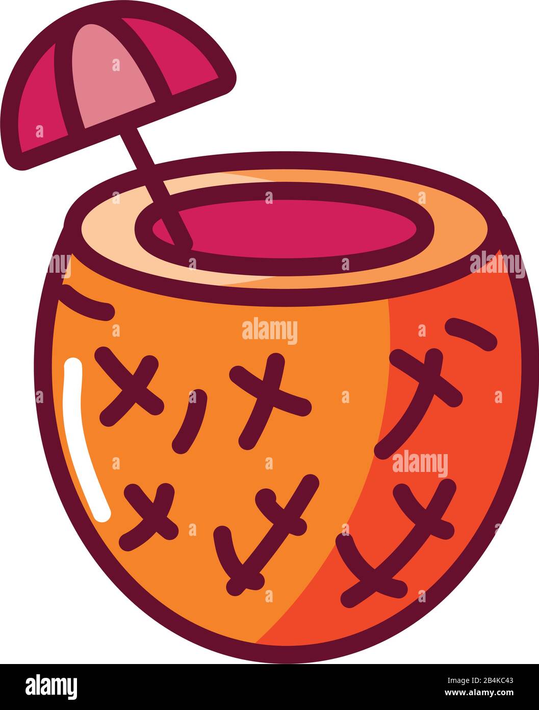 coconut cocktail icon over white background, fill style icon, vector ...