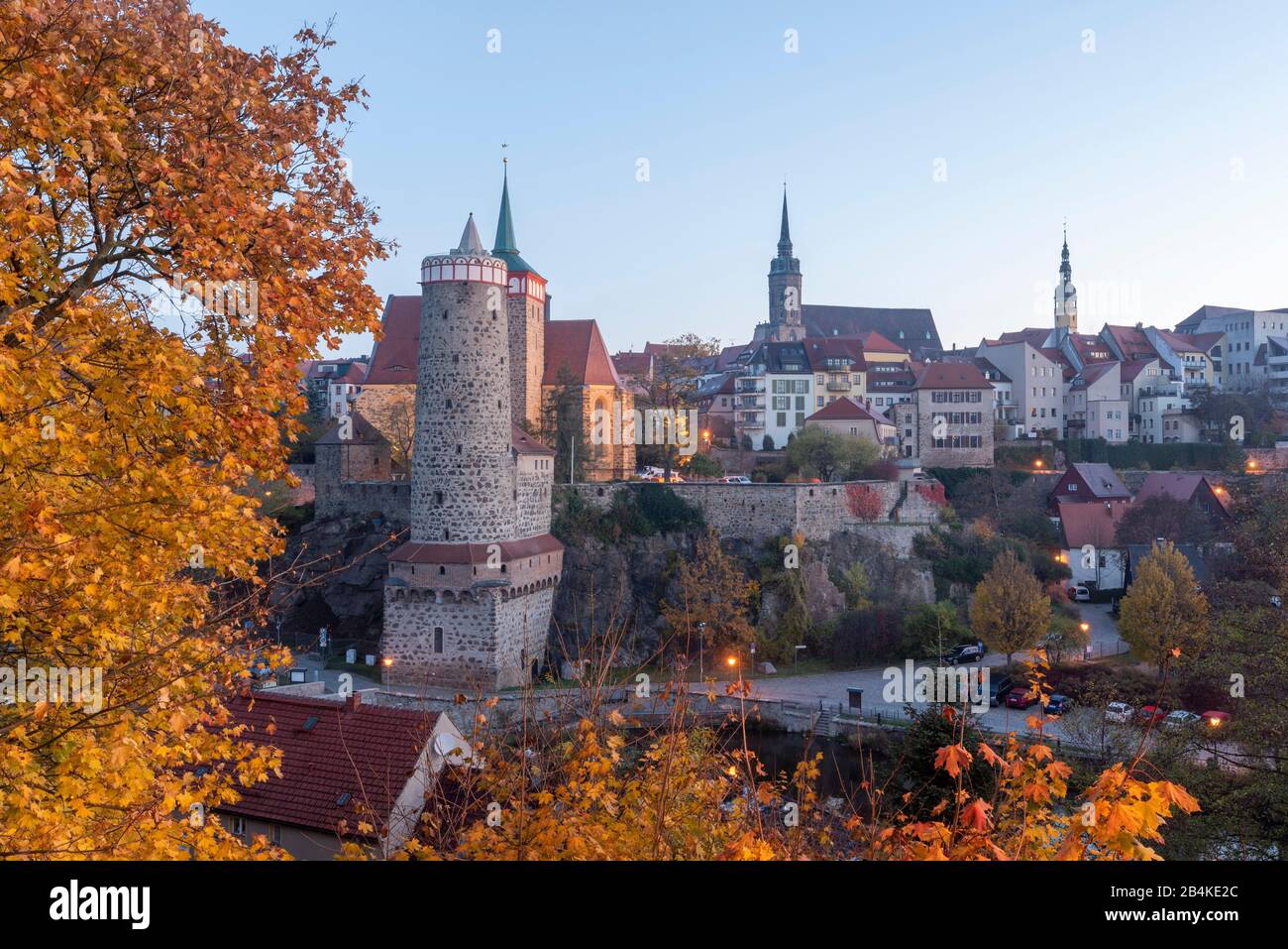 Germany, Saxony. Bautzen, Old Water Art, Petridom and Town Hall Tower ...