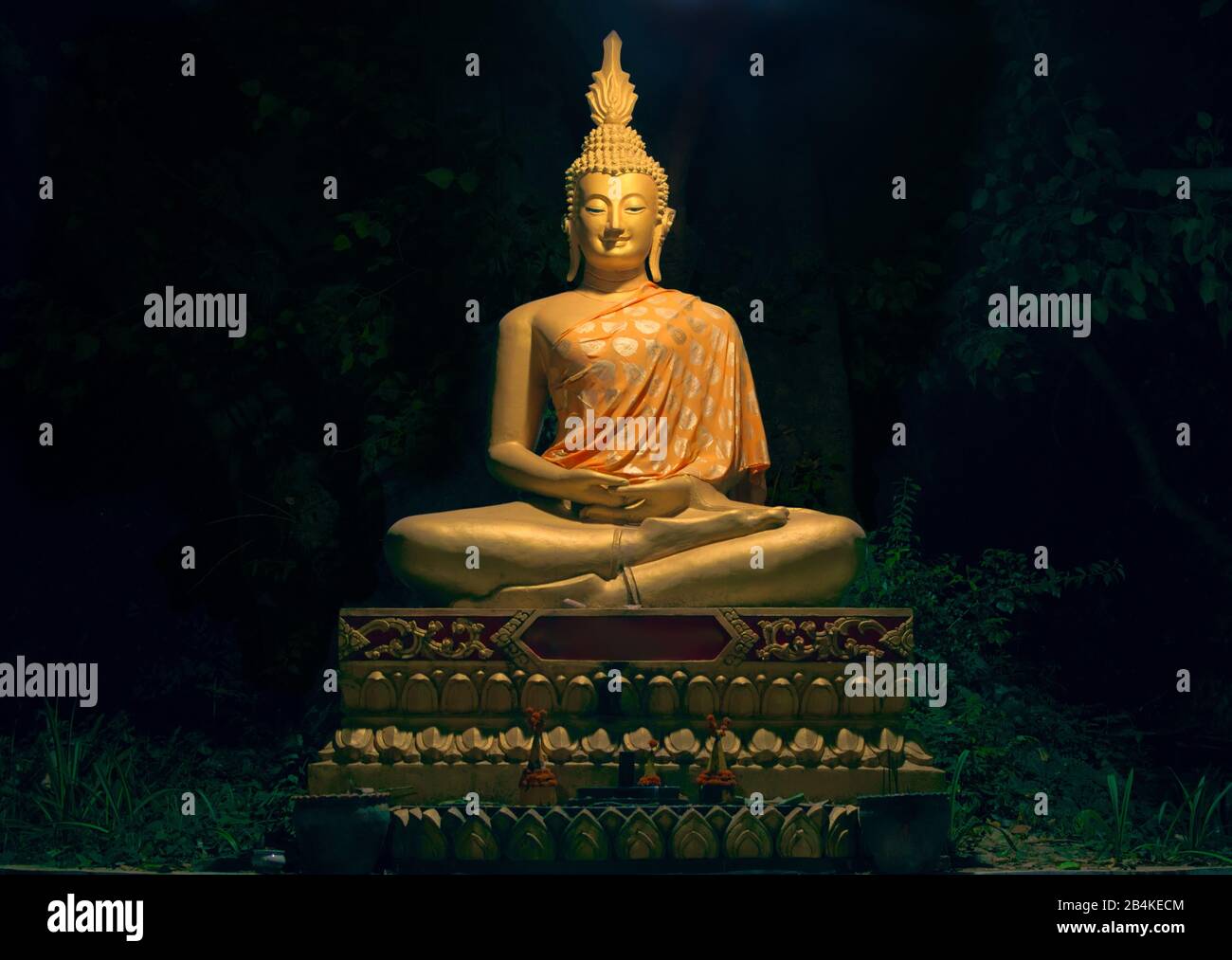 Golden buddha night hi-res stock photography and images - Alamy