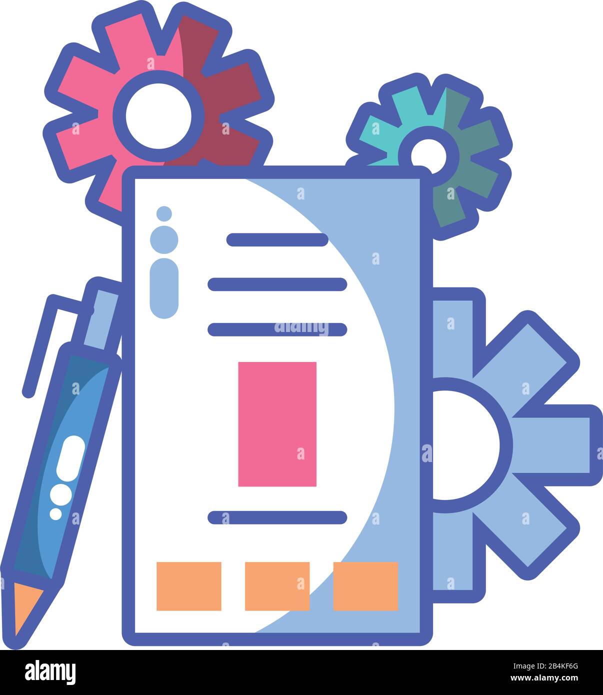 reports with digital objects in white background vector illustration ...