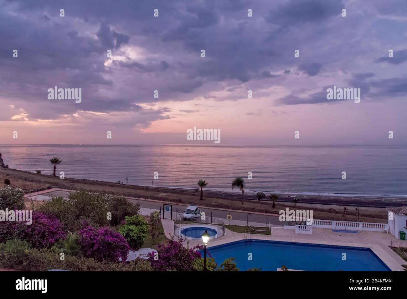 Sunset on the beach Alboran sea Stock Photo - Alamy