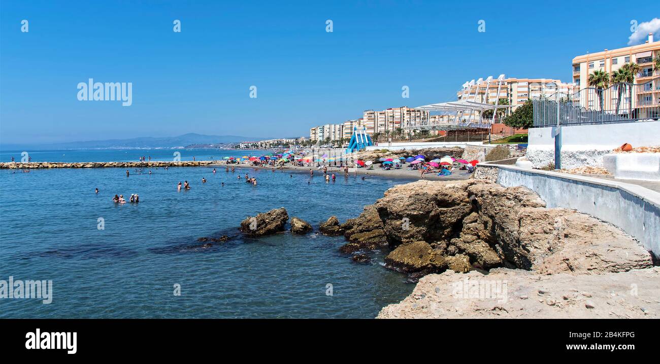 Beach and breakwater in torrox costa hi-res stock photography and ...