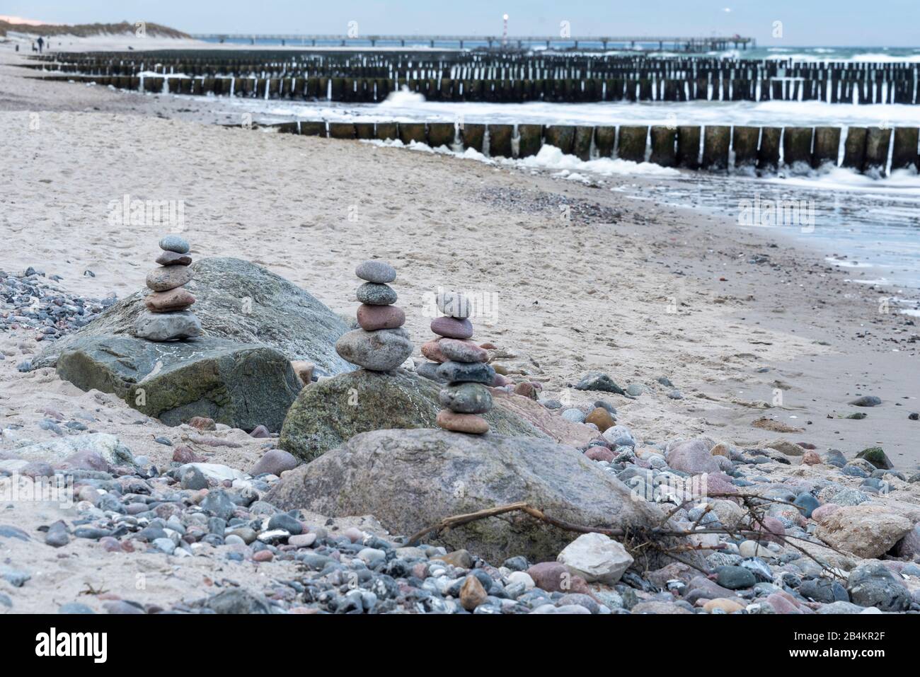 Stone pyramids on the Baltic Sea Stock Photo - Alamy