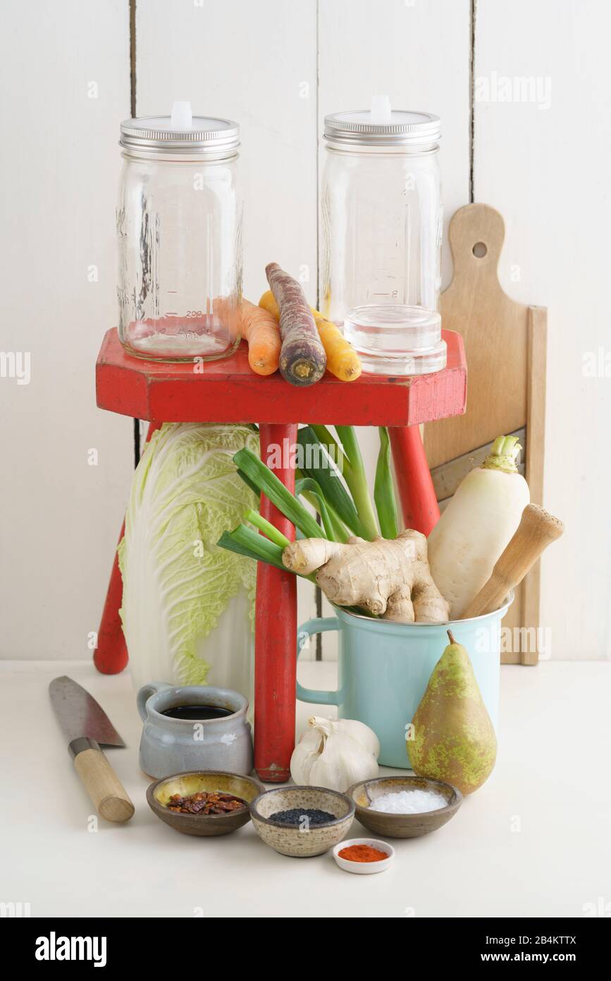 Making kimchi, fermenting, pickling Stock Photo - Alamy
