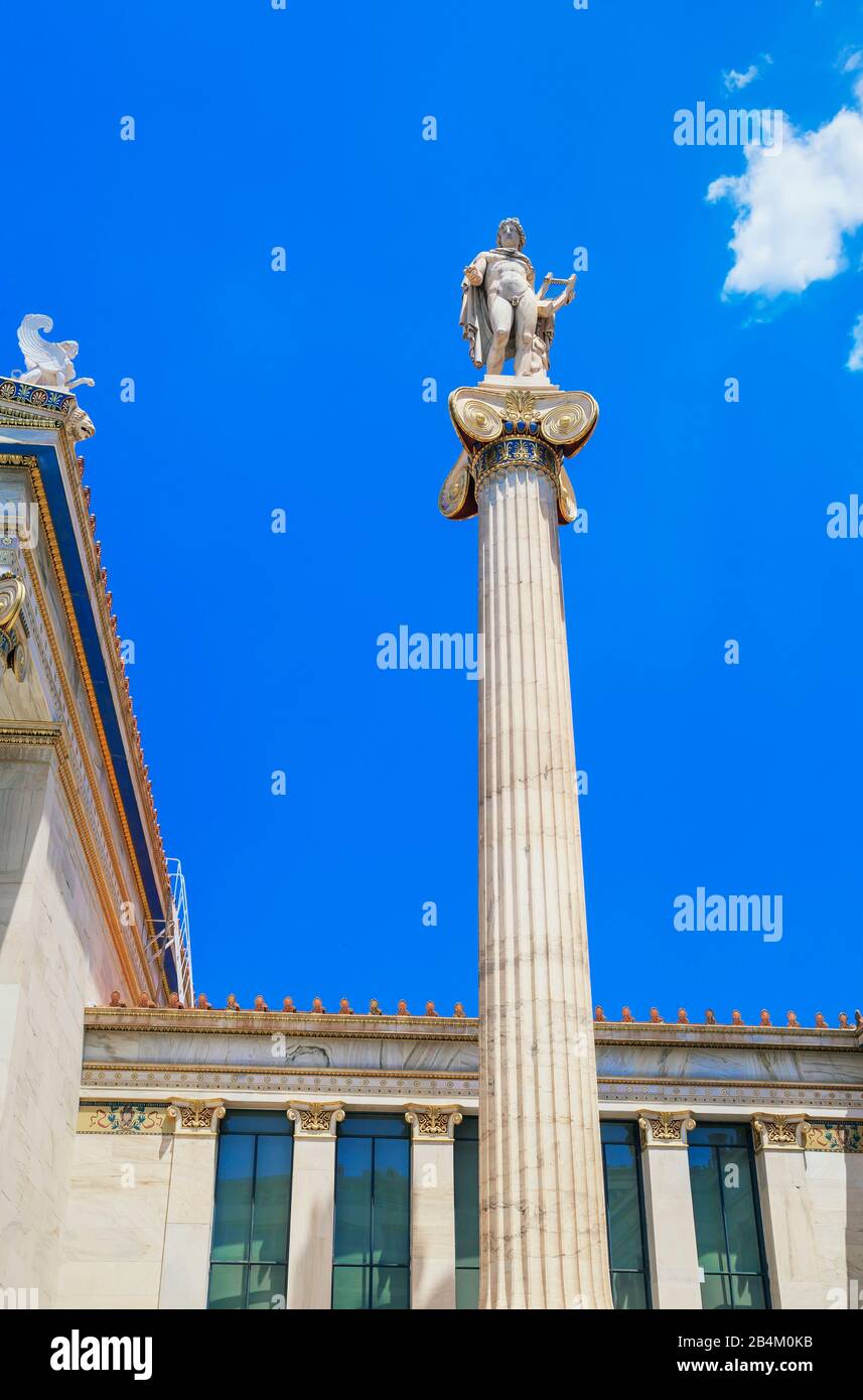 Statue of Apollo outside the Academy of Athens, Athens, Greece, Europe ...