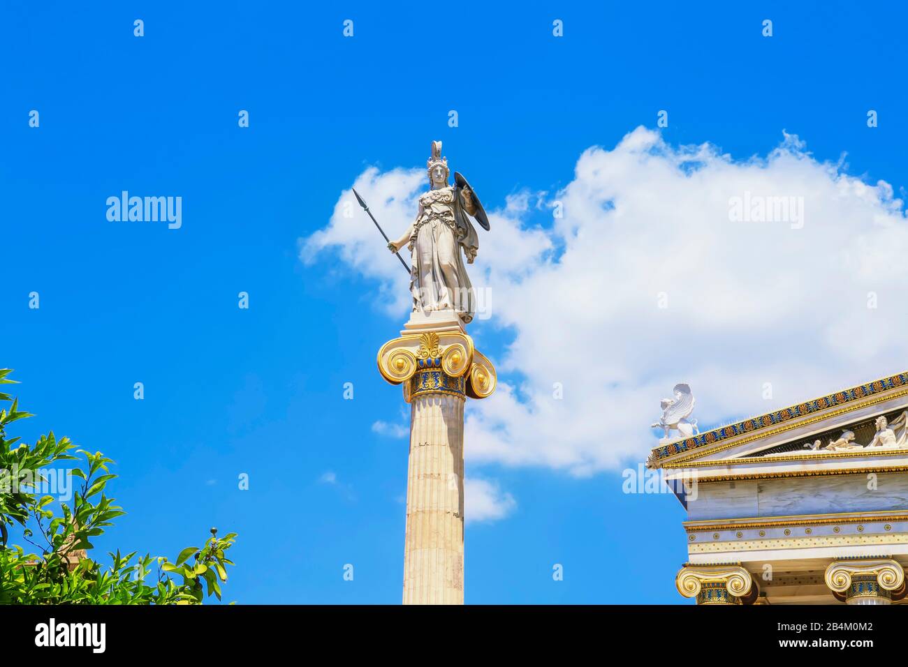 Statues of athena outside the academy of athens hi-res stock ...