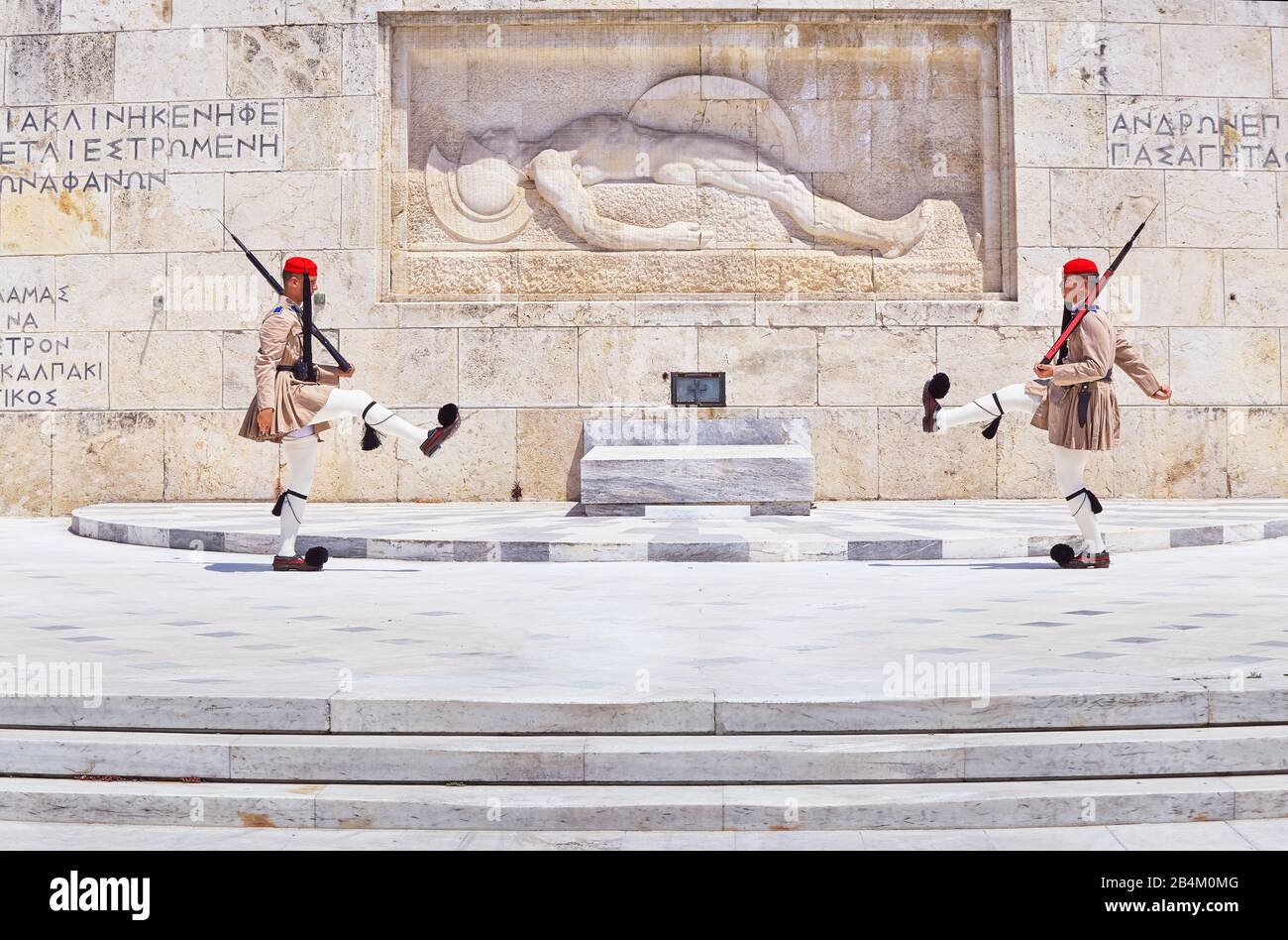 Evzone soldiers performing change of guard, Athens, Greece, Europe ...