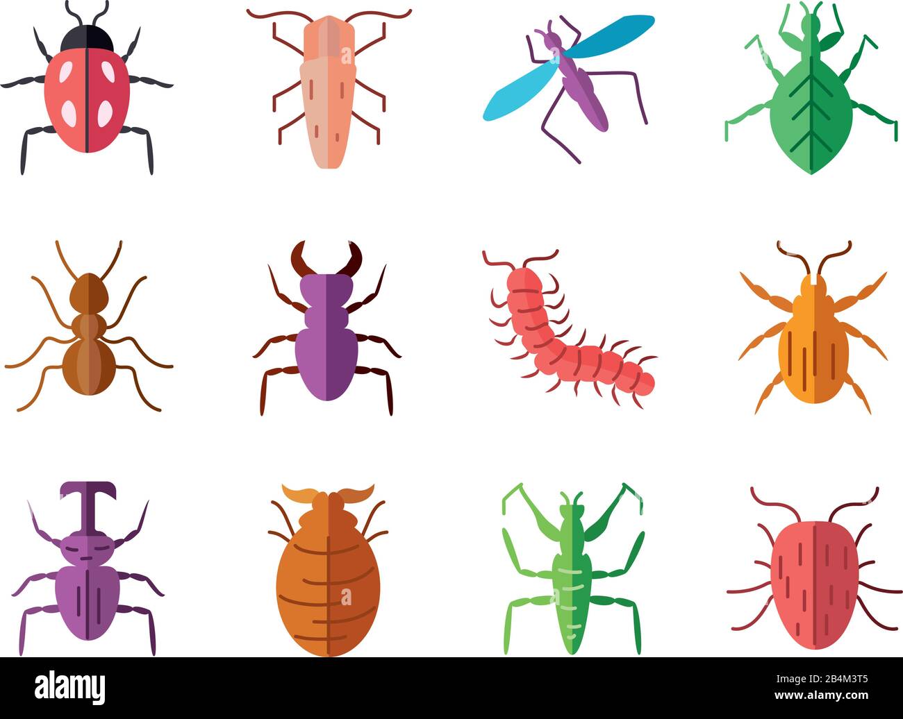 icon set of insects concept over white background, flat style, vector ...