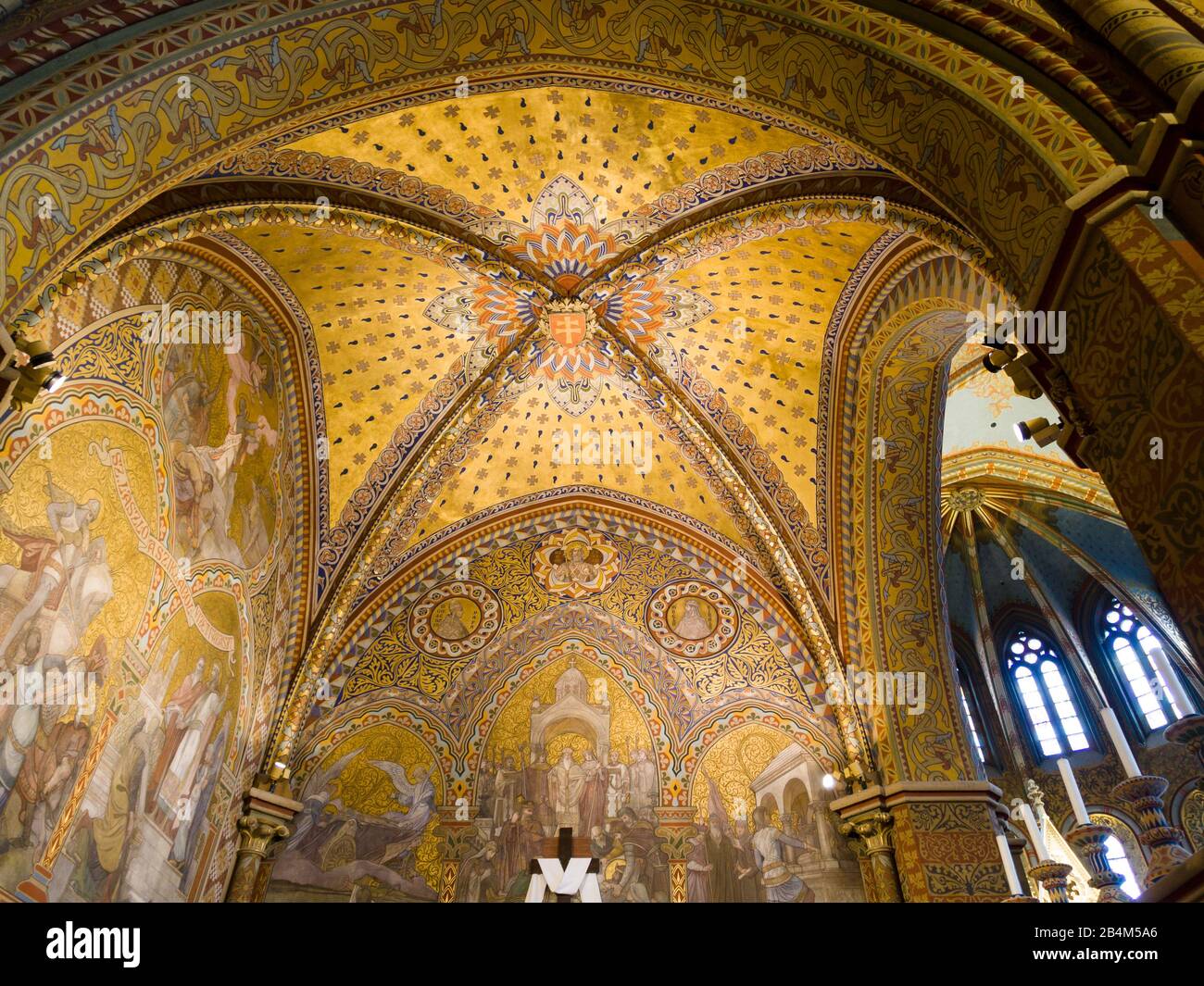 Ceiling of the Matthias Church in Buda: The gold work on the ceiling of ...