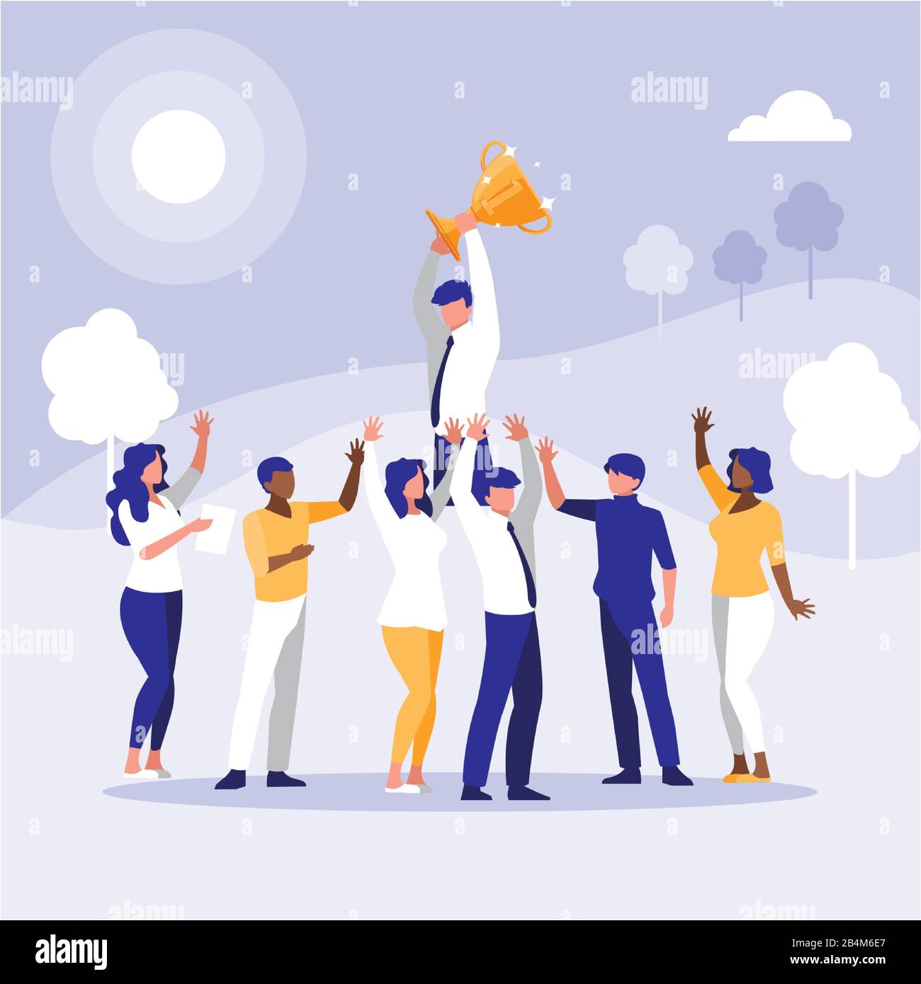 group of people business celebrating success, successful business team vector illustration ...