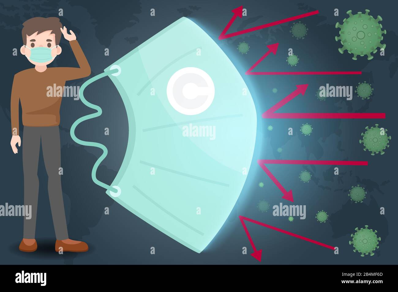 Face closed with a medical mask. protection against dust and bacteria ...