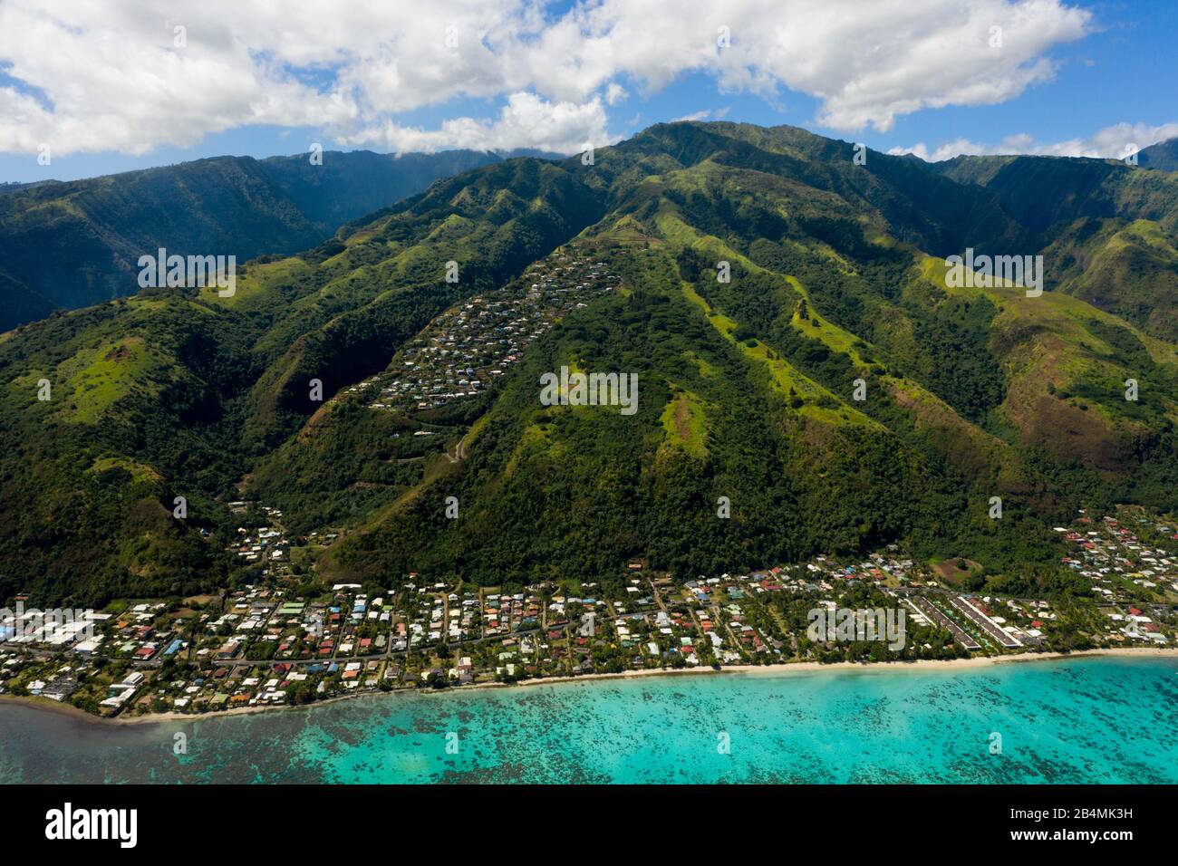 Aerial View of the West Coast of Tahiti, Tahiti, French Polynesia Stock ...