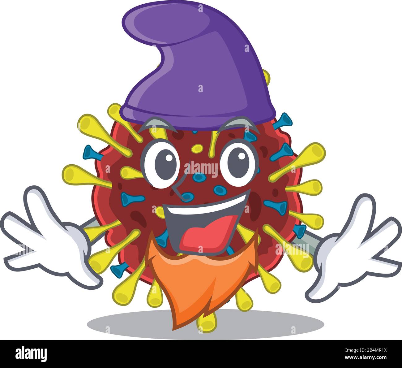 Cute and funny corona virus molecule cartoon character dressed as an ...