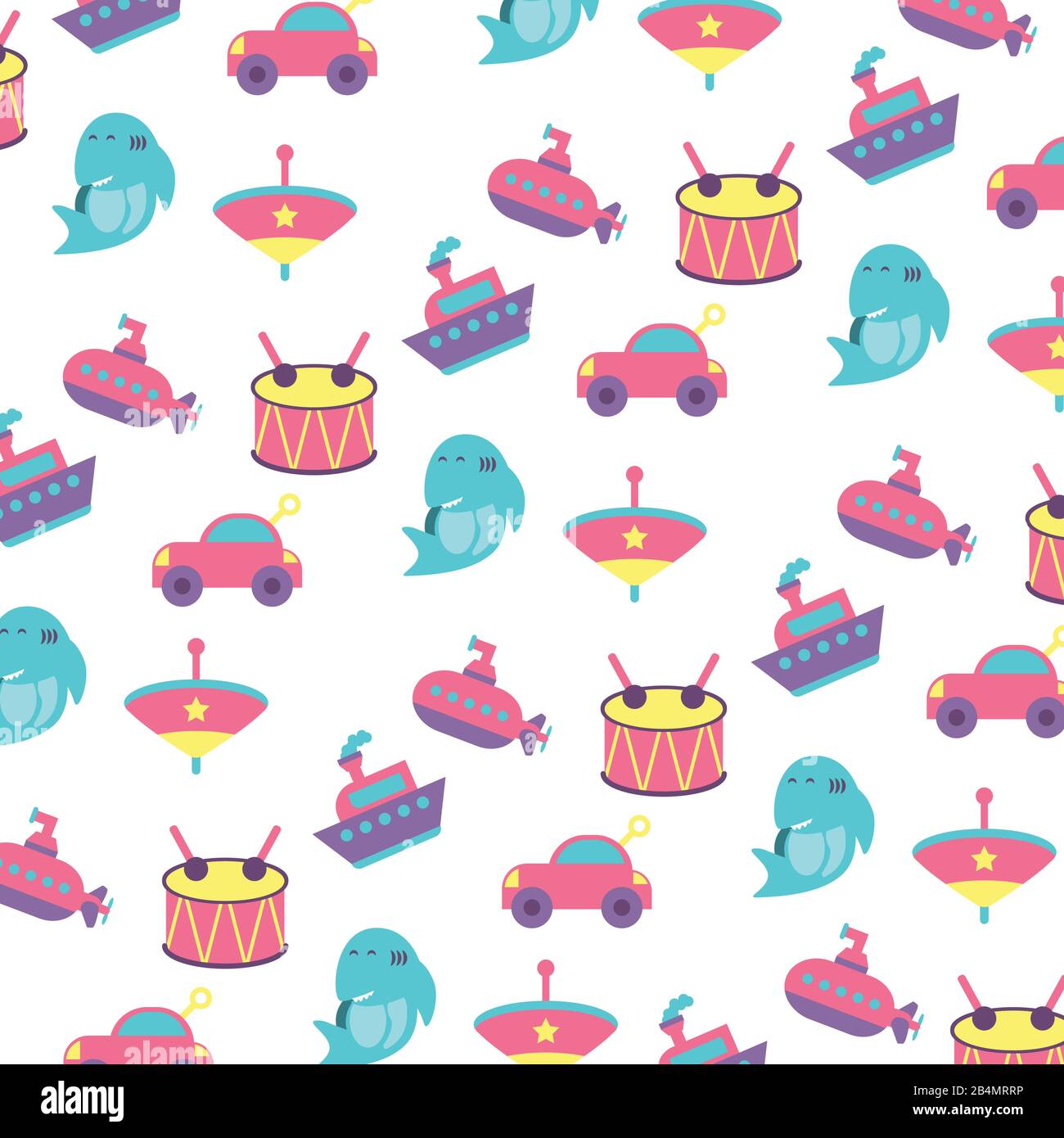 pattern of toys for small children on white background vector ...