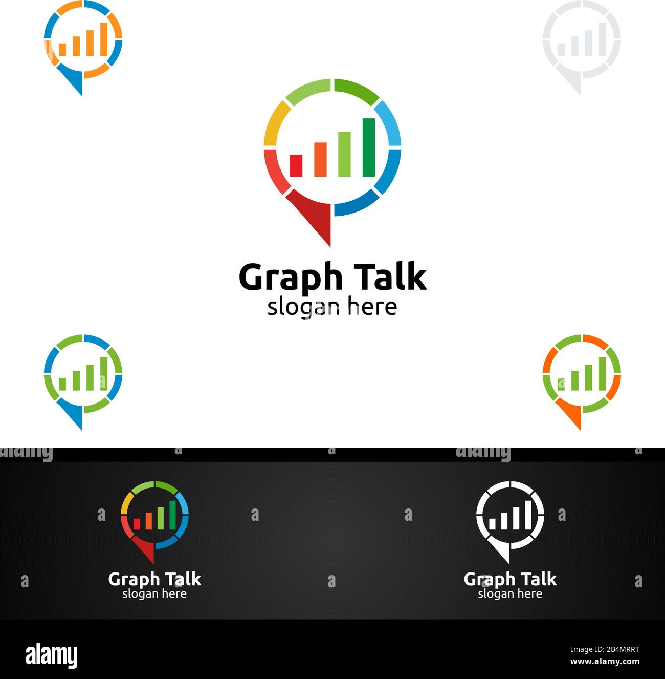 Business Consulting Talk Stats Logo, Speech Bubble and Growth Graph ...