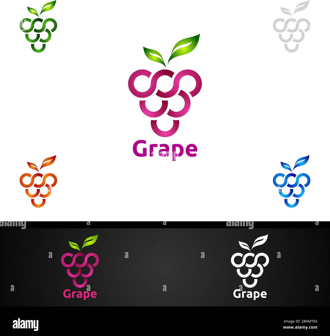 Modern Fruit Grape Logo for Food and Drink Wine Design Vector ...