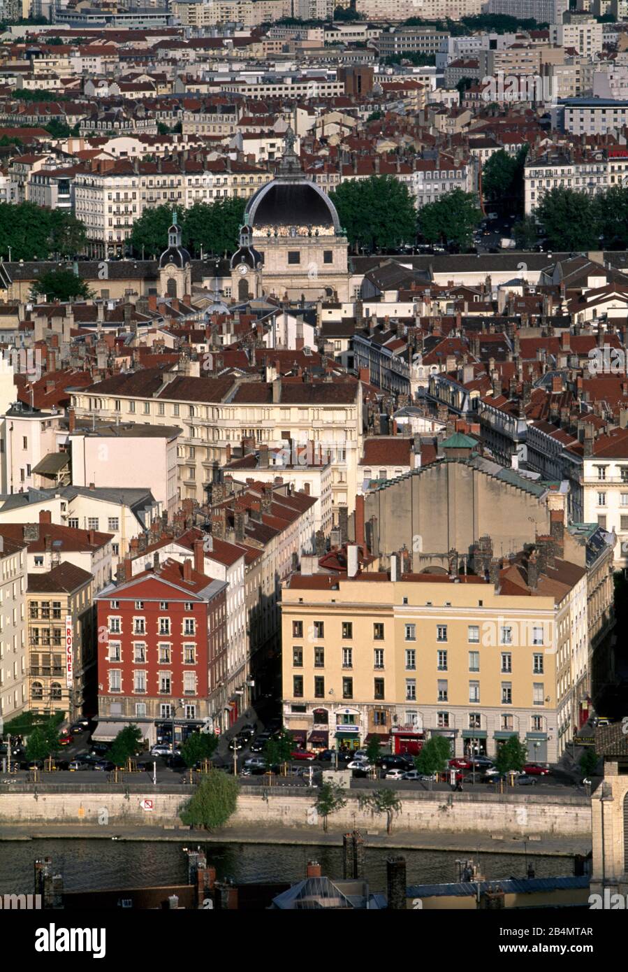 Overview of the city of Lyon, France, Auvergne-Rhone-Alpes Stock Photo ...