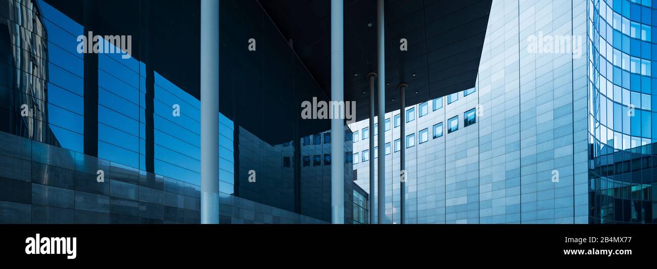 Germany, Saxony, Leipzig, facades of city skyscraper, MDR cube and ...