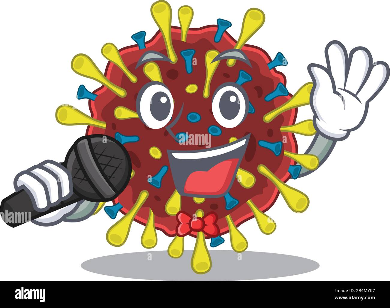 Cute corona virus molecule sings a song with a microphone Stock Vector ...