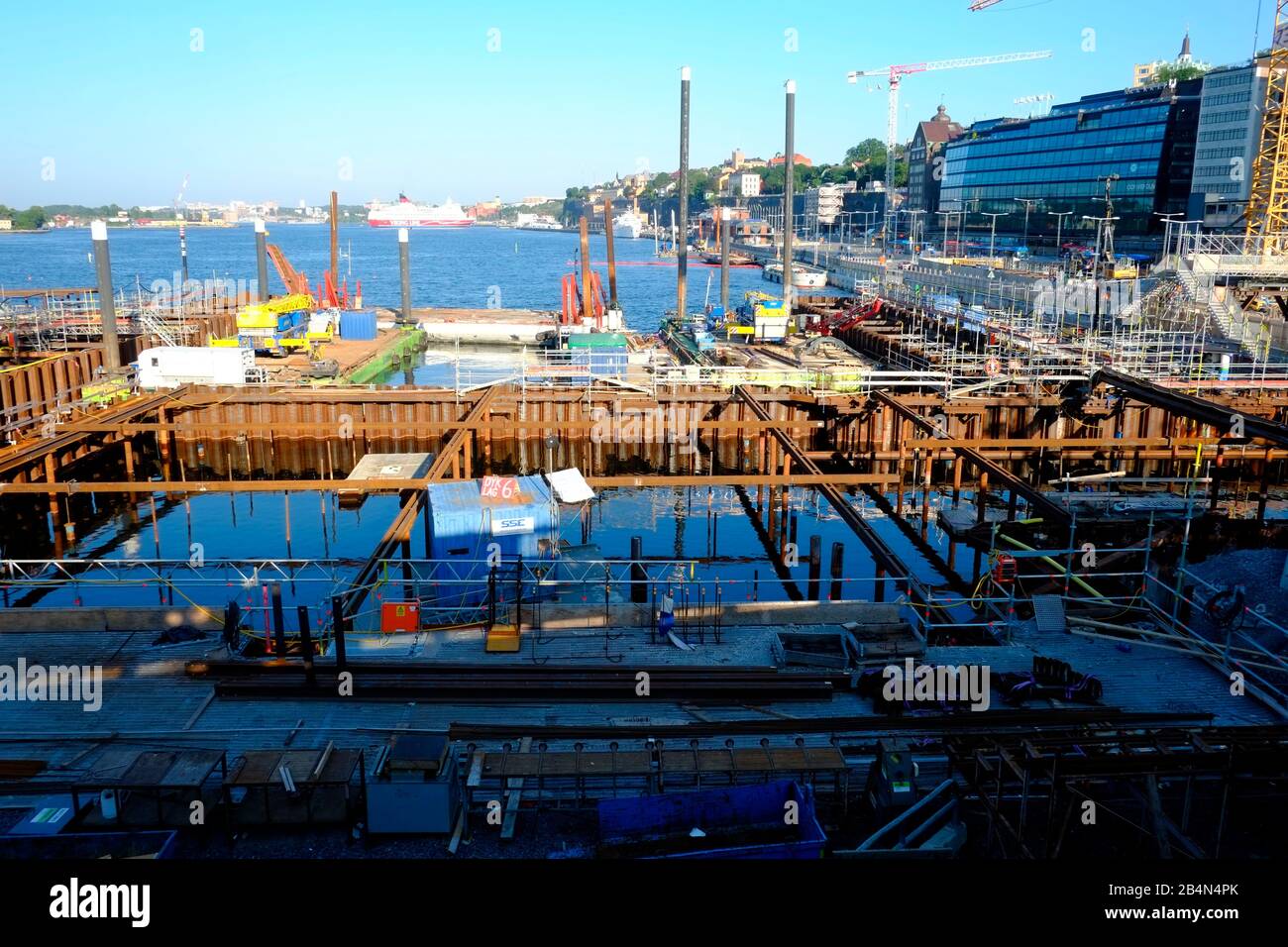 Large construction site in downtown stockholm hi-res stock photography ...