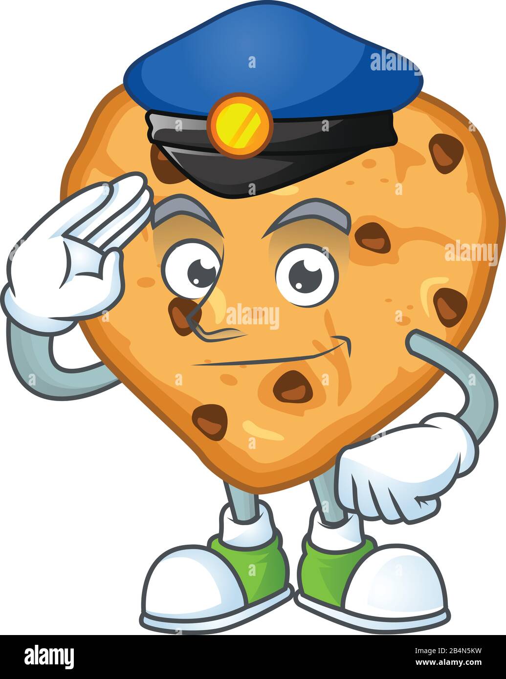 A cartoon of chocolate chips love dressed as a Police officer Stock ...