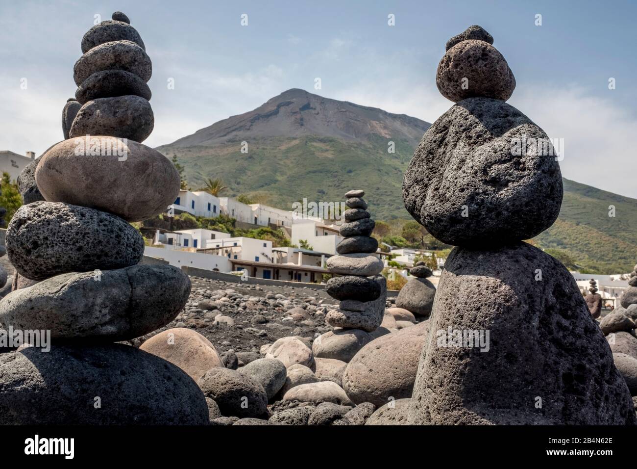 Stone formation on Ficogrande beach, Stromboli, Aeolian Islands ...