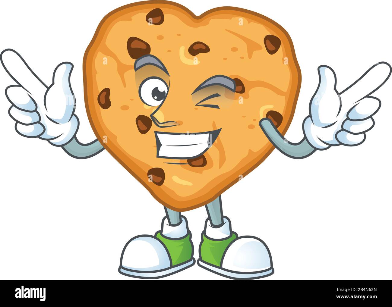 Funny chocolate chips love cartoon design style with wink eye face ...
