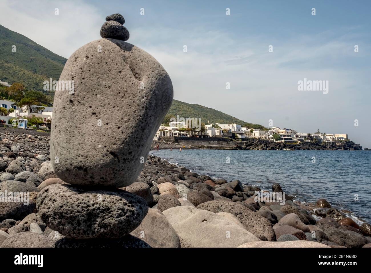 Stone formation on Ficogrande beach, Stromboli, Aeolian Islands ...
