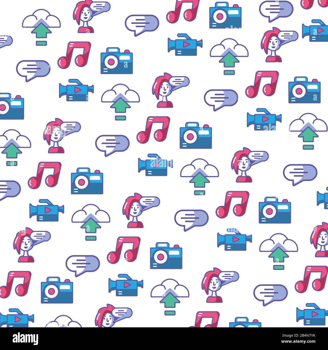 digital world icons pattern in white background vector illustration ...