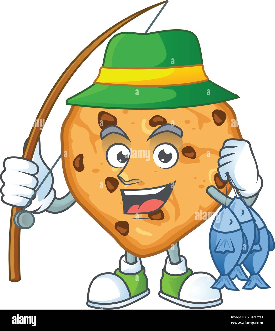 Cartoon character of funny Fishing chocolate chips love Stock Vector ...