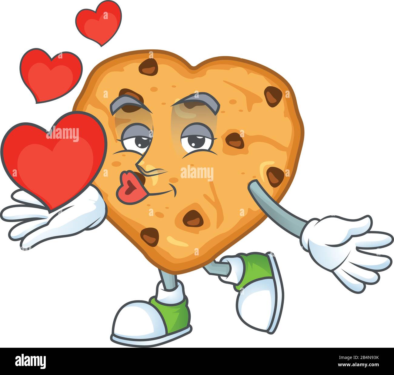 A romantic cartoon character of chocolate chips love with a heart Stock ...