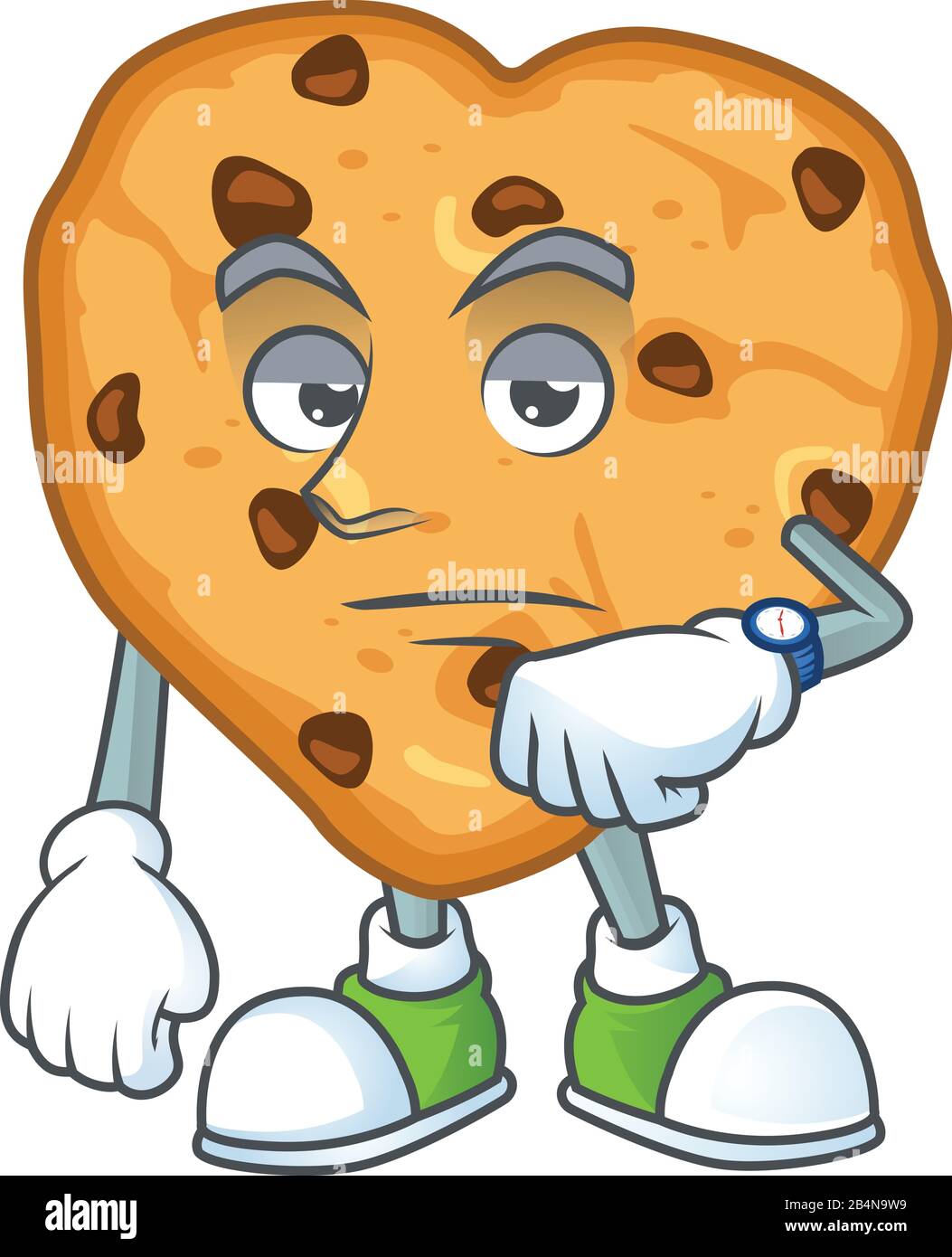 A cartoon icon of chocolate chips love with waiting gesture Stock ...