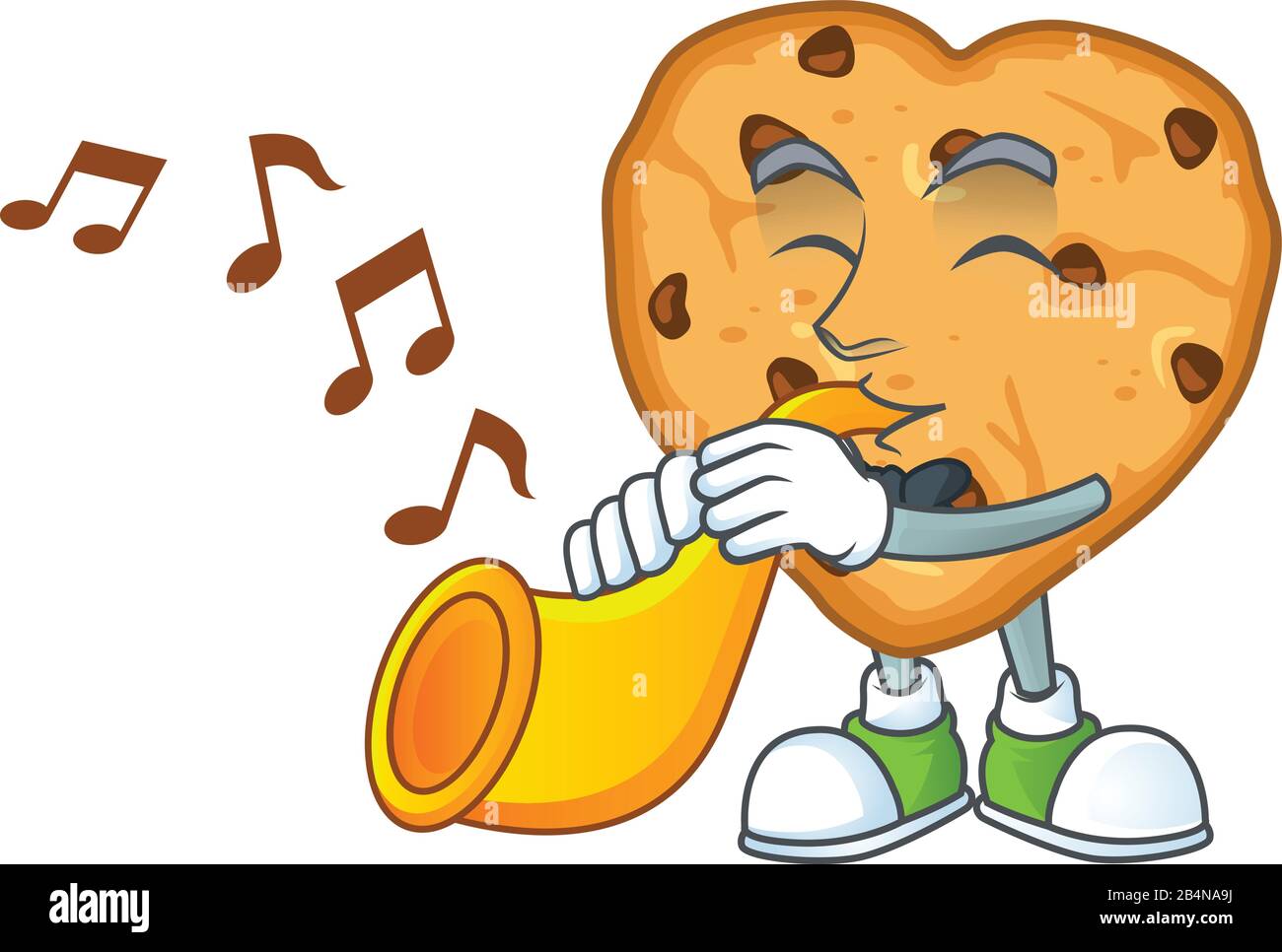 Chocolate chips love cartoon character playing music with a trumpet ...